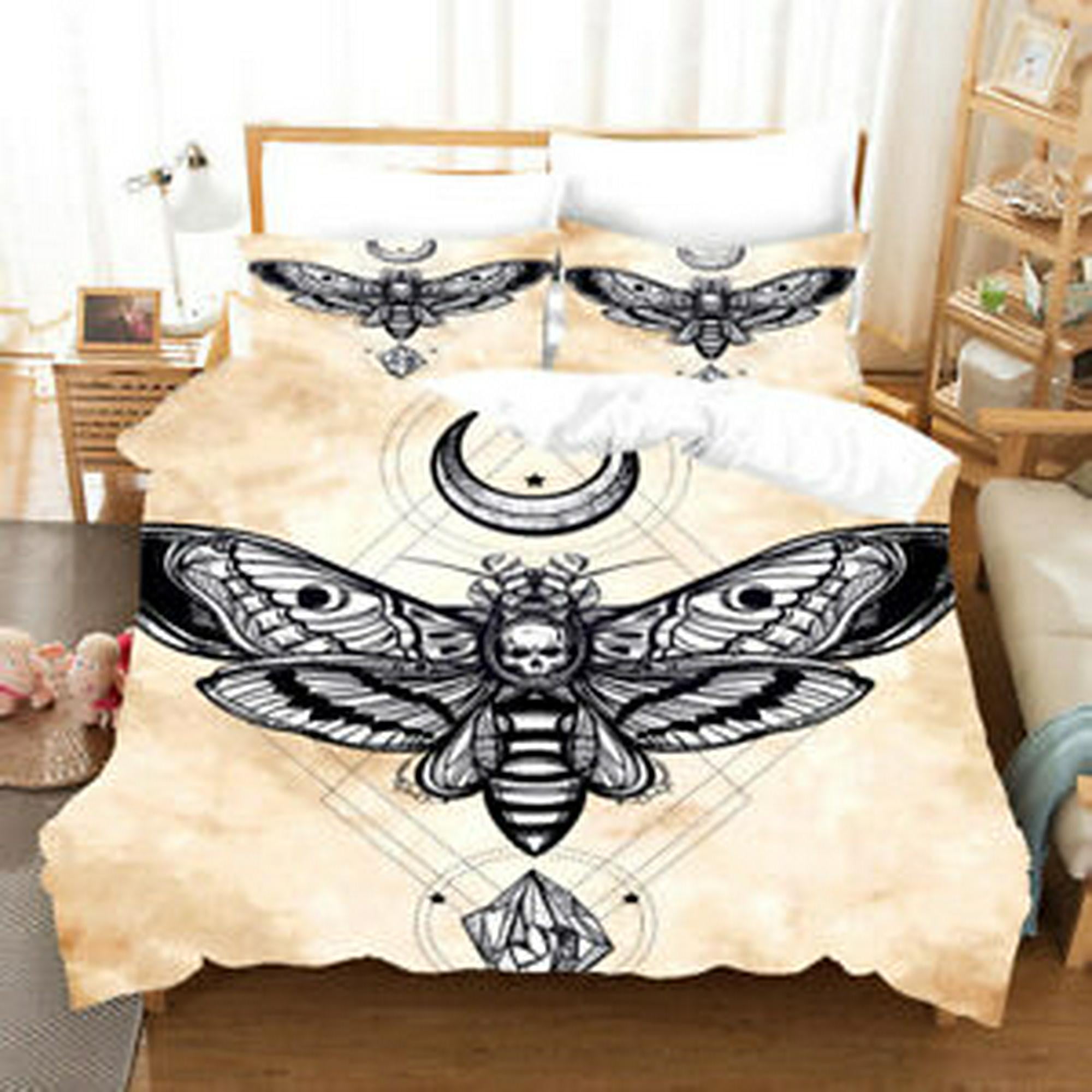 Skeleton Moth Bedding Set Quilt Cover Duvet Cover Double Queen ...