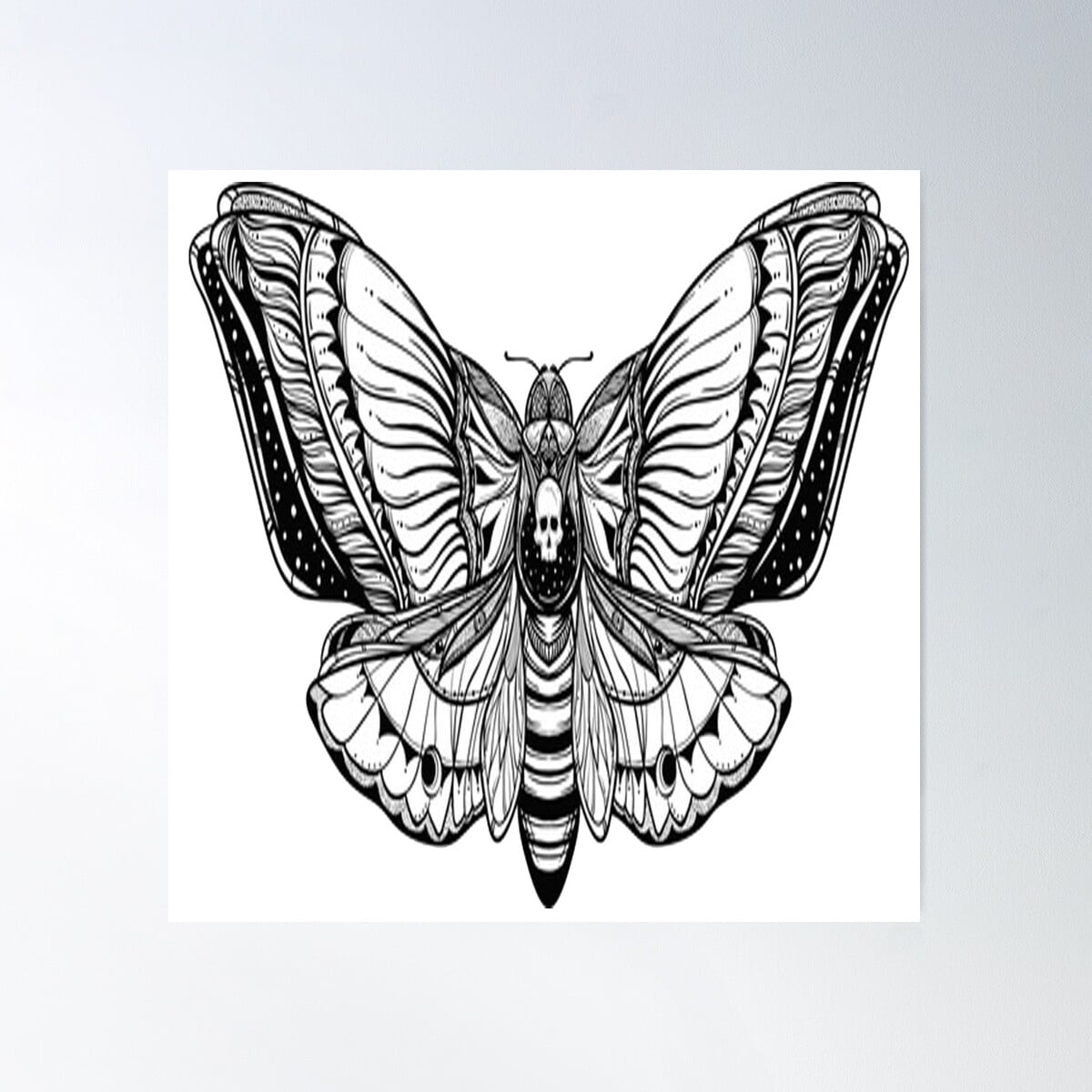 Skeleton Moth Poster Wall Art, Modern Wall Decor For Living Room ...
