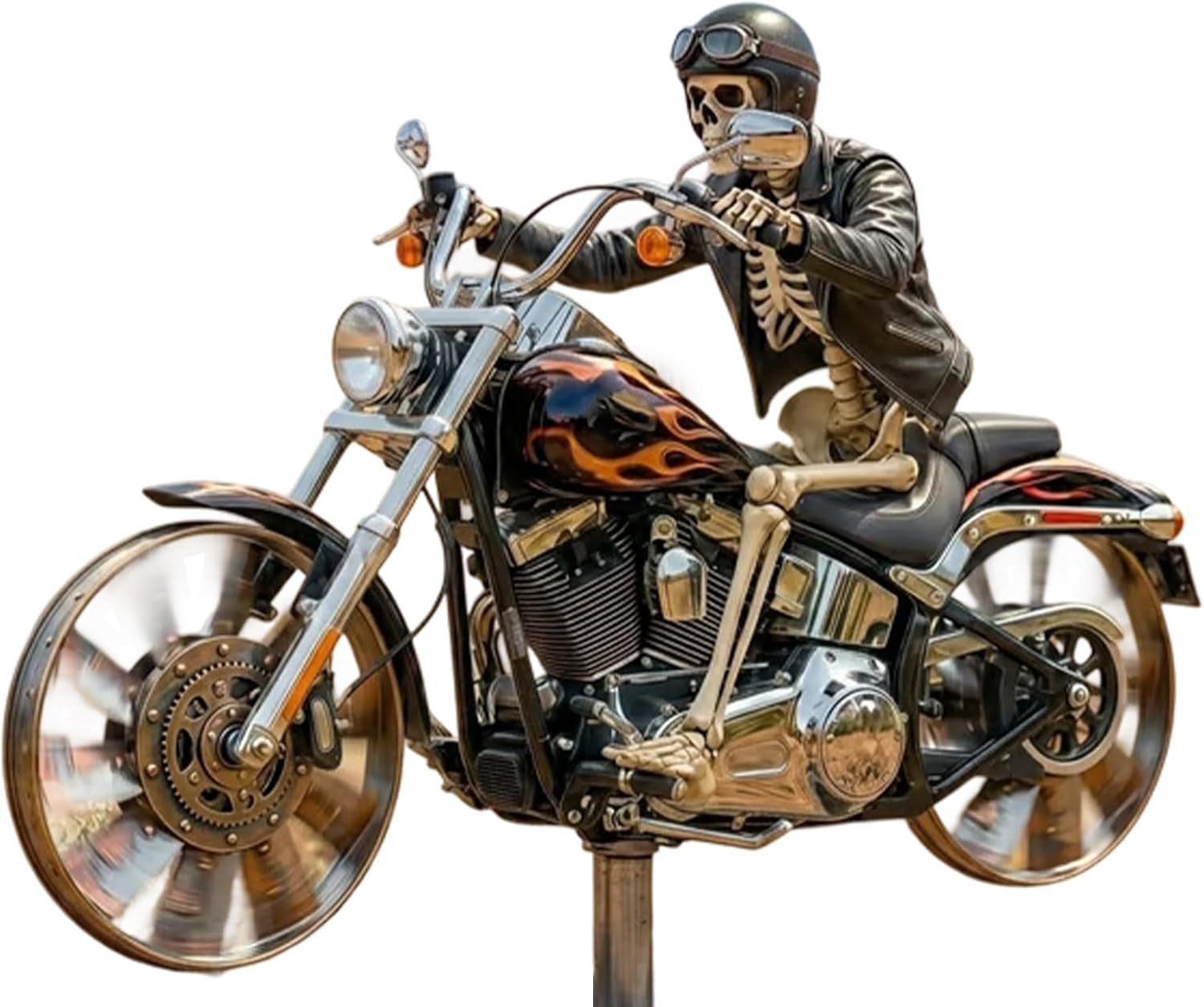 Skeleton Motorcycle Wind Spinner, Biker Skull Windmill Stake with ...