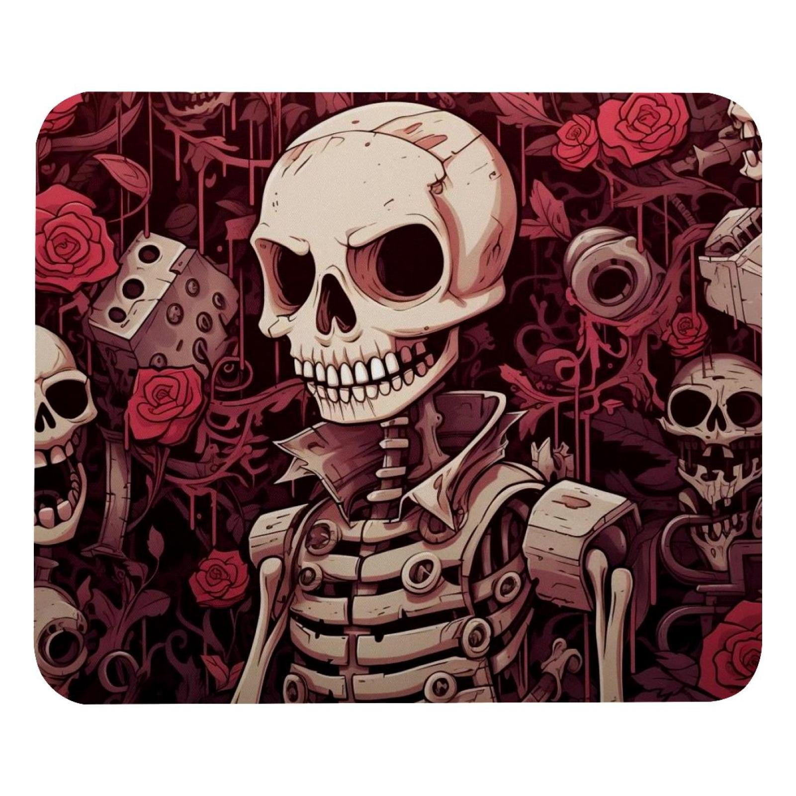 Skeleton Mouse Pad, Rubber Base Computer Mouse Pads for Wireless Mouse ...