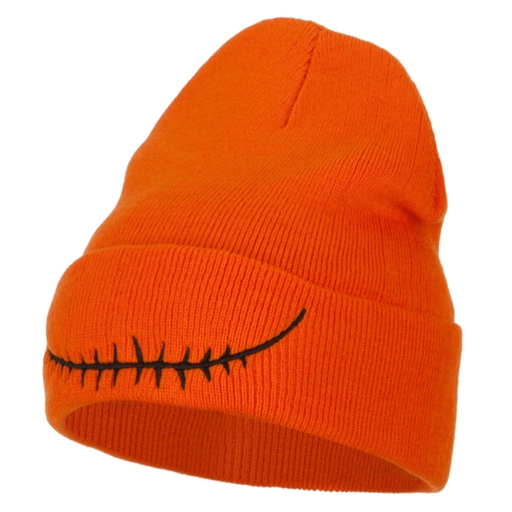 Skeleton Mouth Embroidered Long Beanie - Orange OSFM - Walmart.com