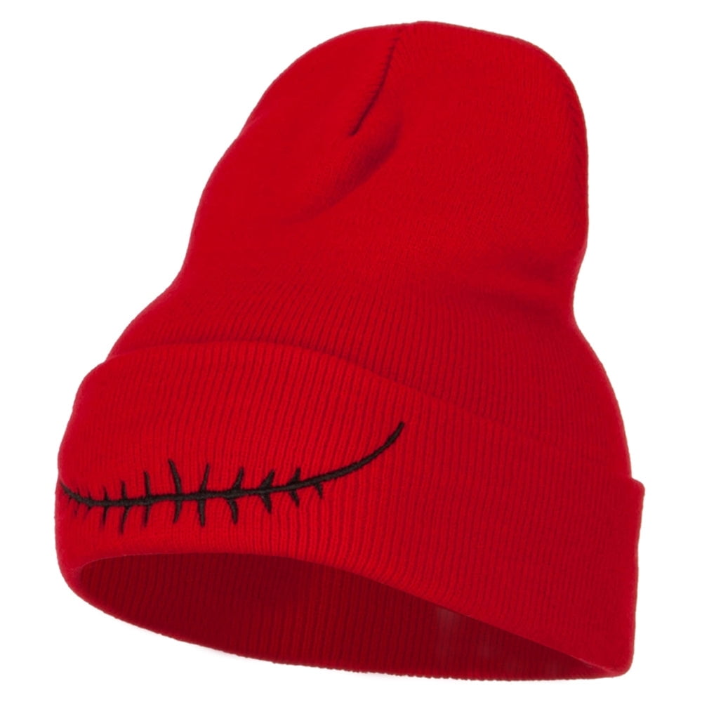 Skeleton Mouth Embroidered Long Beanie - Red OSFM - Walmart.com