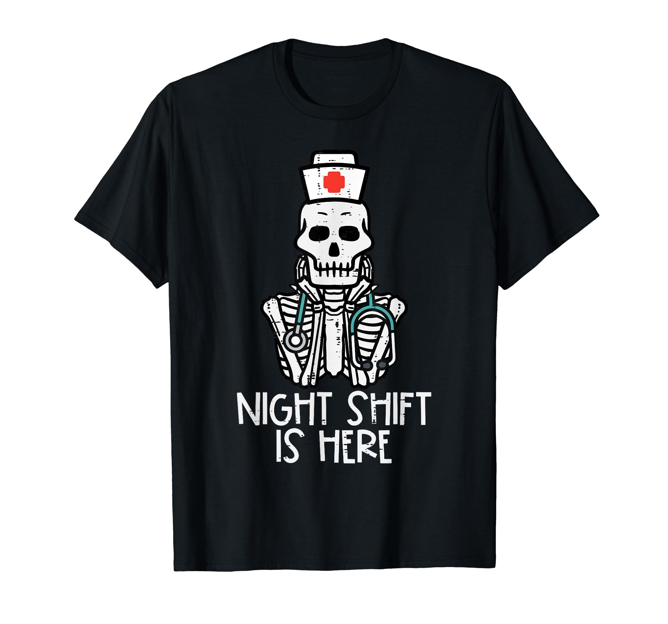 Skeleton Night Shift's Here Halloween Nurse Fall Scrub Men Women T ...
