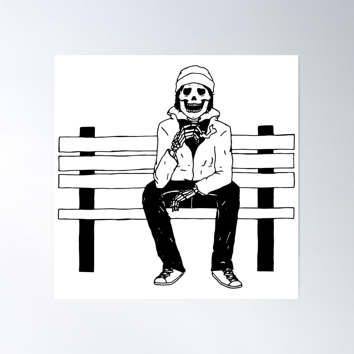 Skeleton On A Park Bench, Captionless Poster Wall Art, Modern Wall Decor For Living Room Bedroom ...