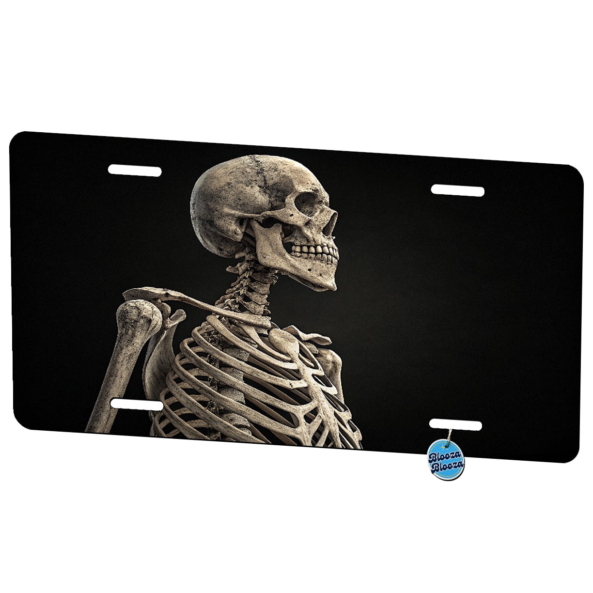Skeleton On Black Background Metal Novelty License Plate - Walmart.com