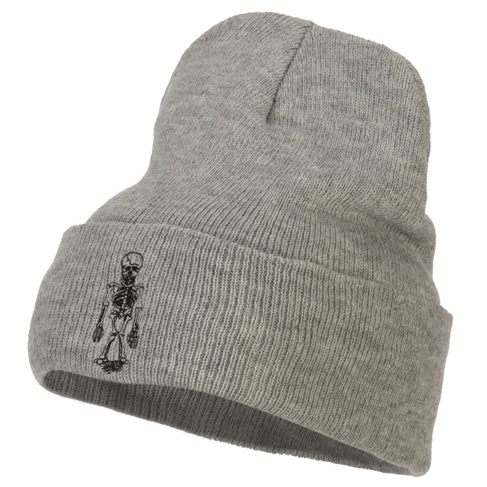 Skeleton Outline Embroidered Long Beanie - Heather OSFM - Walmart.com