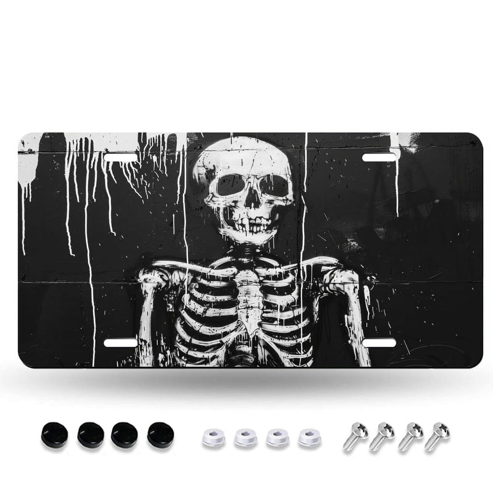 Skeleton Painted on The Wall in Black and White in Graffiti Style Front ...