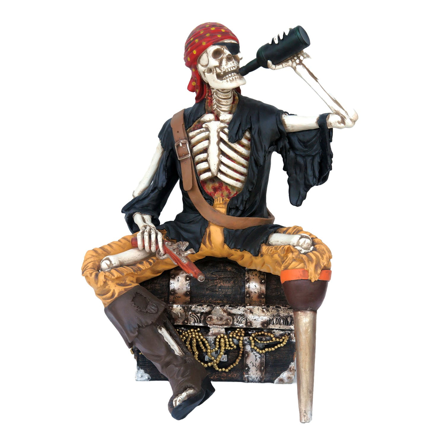 Skeleton Pirate on Treasure Drinking Life Size Statue - Walmart.com