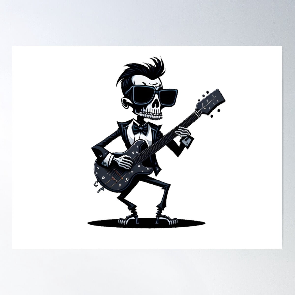 Skeleton Playing Bass Guitar In The Bone Band Poster Wall Art, Modern ...