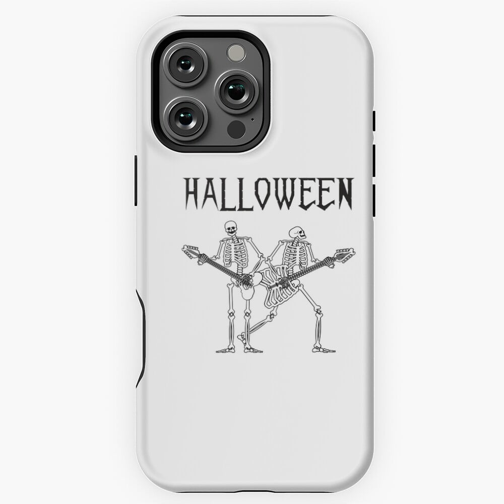 Skeleton Playing Guitar Haloween Vintage Phone Case for iPhone 16 15 14 ...