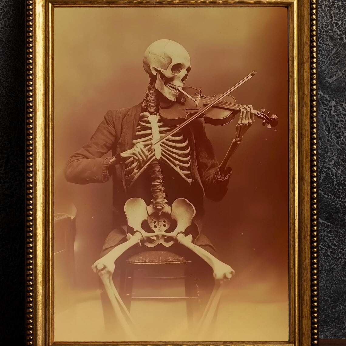 Skeleton Playing Violin, Vintage Photography, Dark Academia, Occult ...