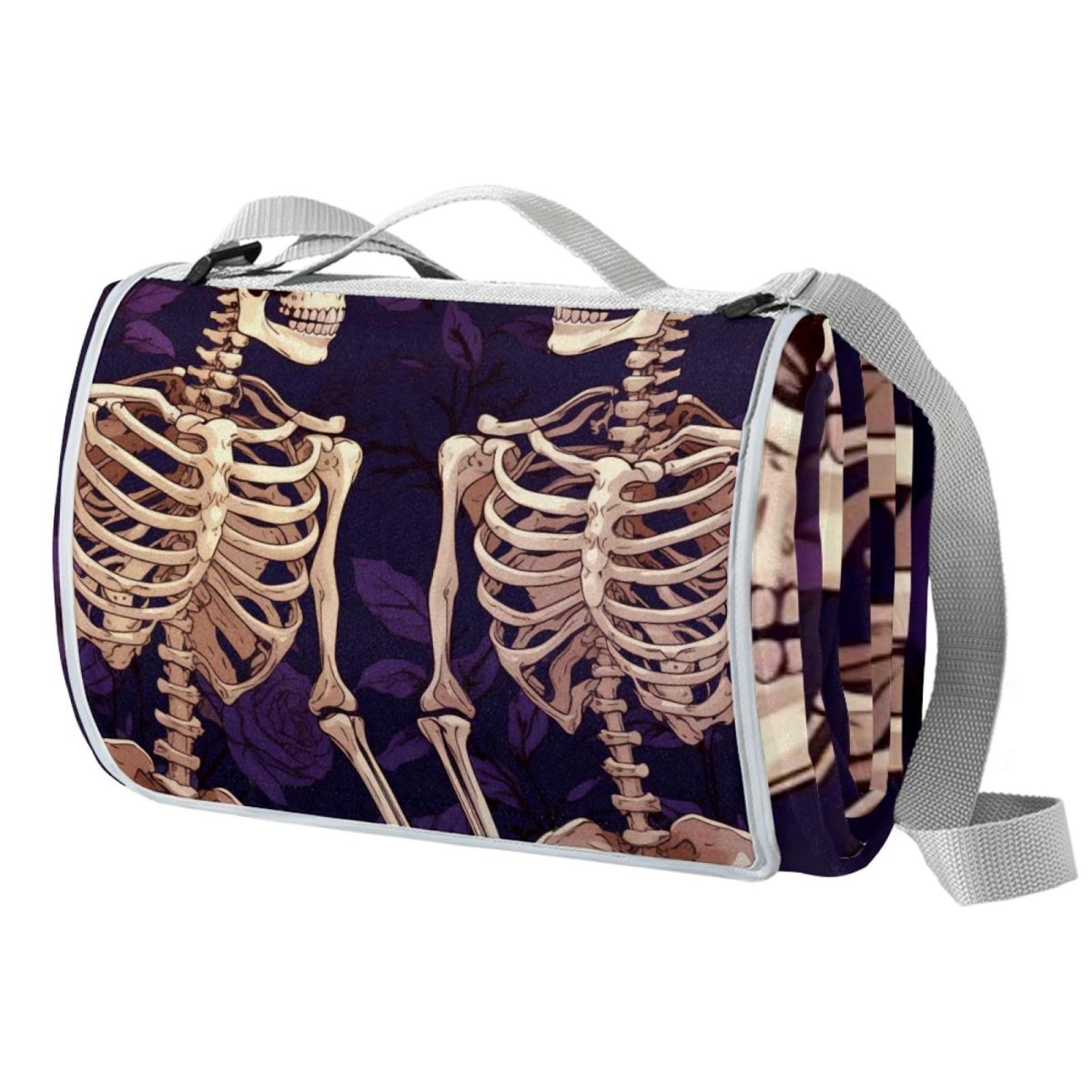 Skeleton Portable Canvas Picnic Blanket Waterproof Backing for Outdoor ...