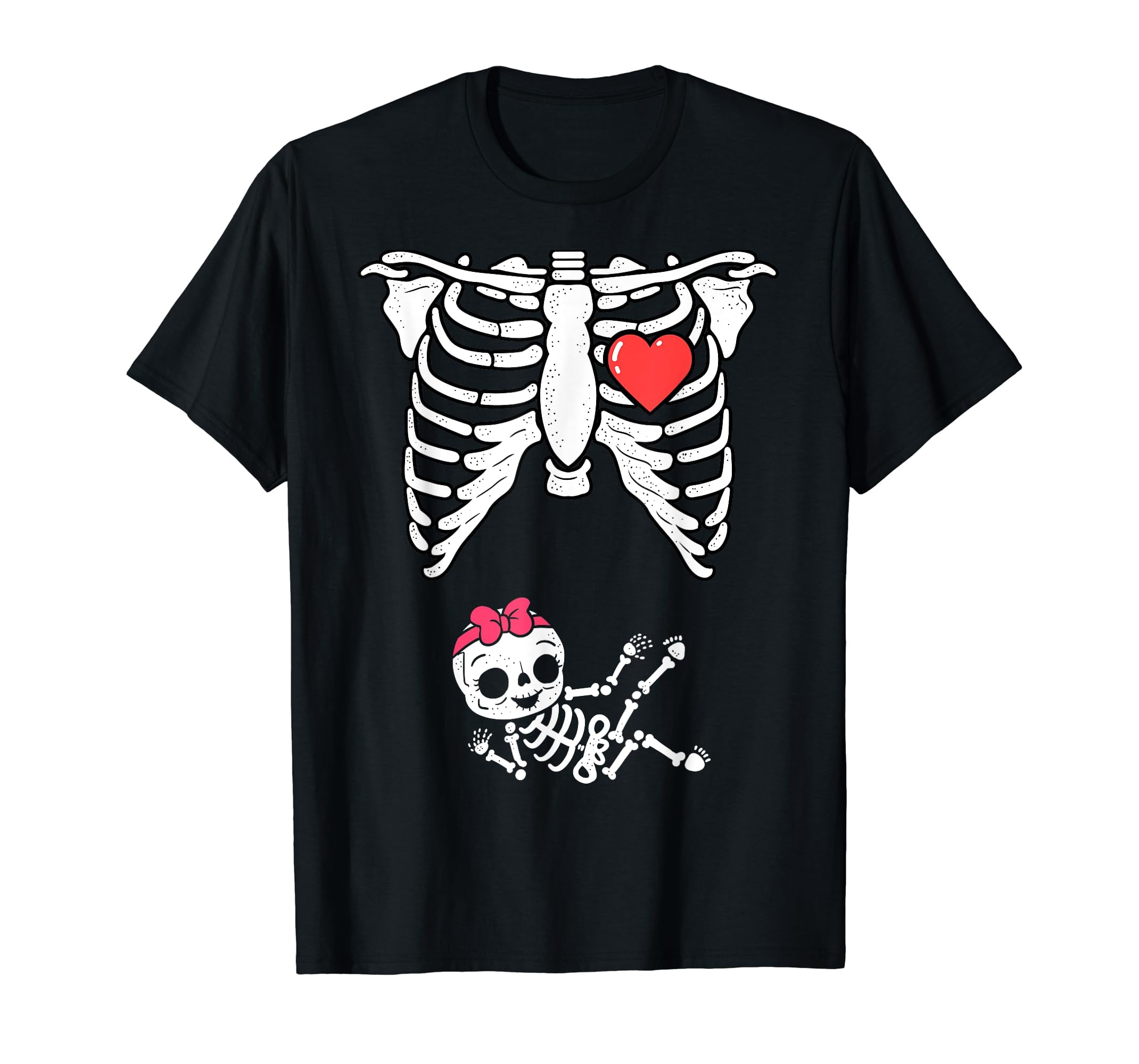 Skeleton Pregnancy Announcement Shirt Girl Xray Halloween T-Shirt ...