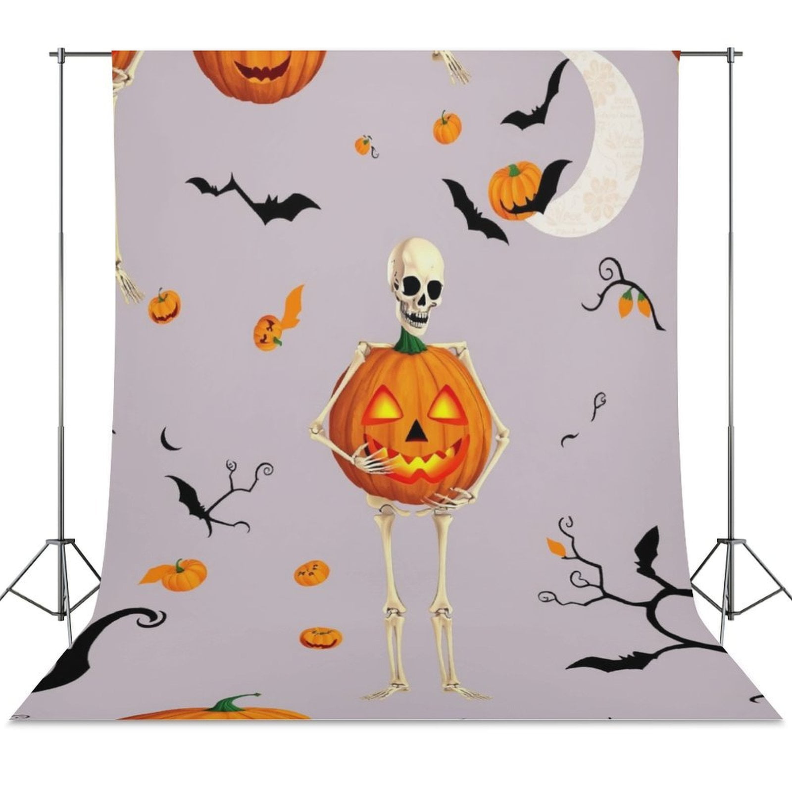 Skeleton Pumpkin Halloween Pattern Party Backdrop Birthday Decoration ...
