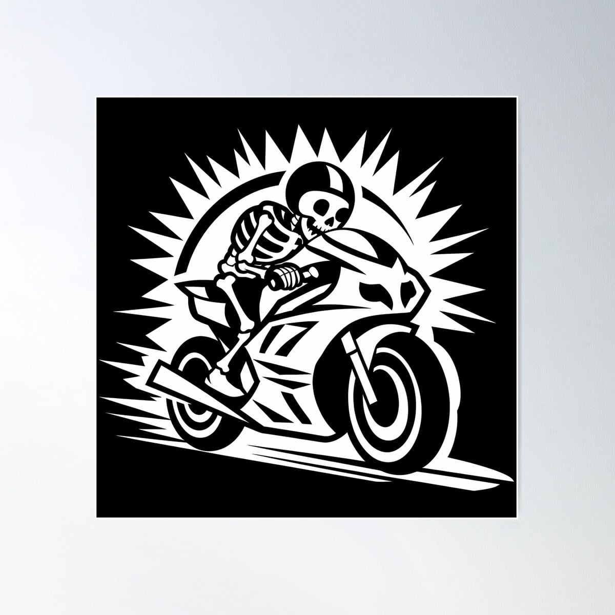 Skeleton Racer Speed Demon Poster Wall Art, Modern Wall Decor For ...