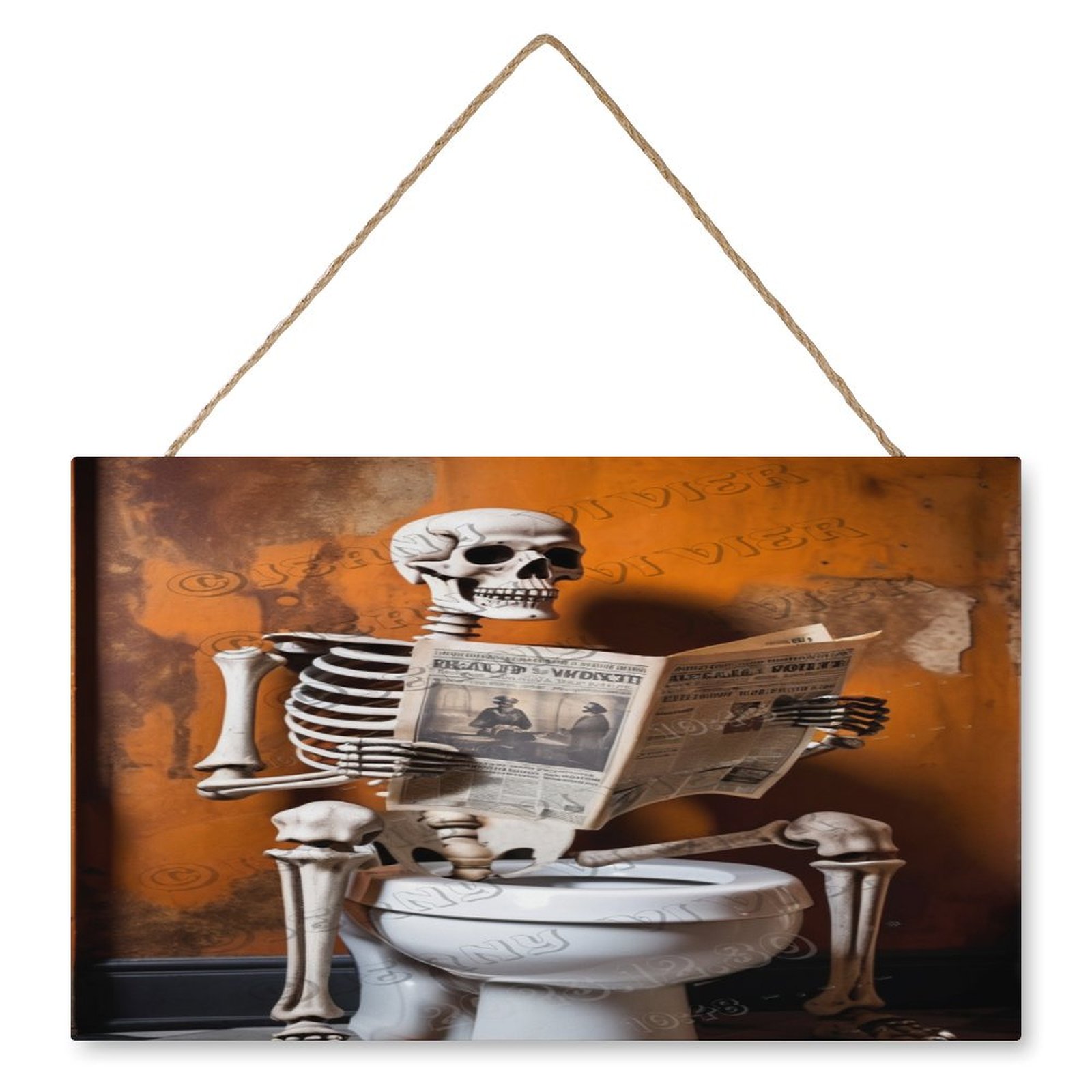 Skeleton Reading Newspaper Wooden Hanging Sign Skeleton Wall Art All ...