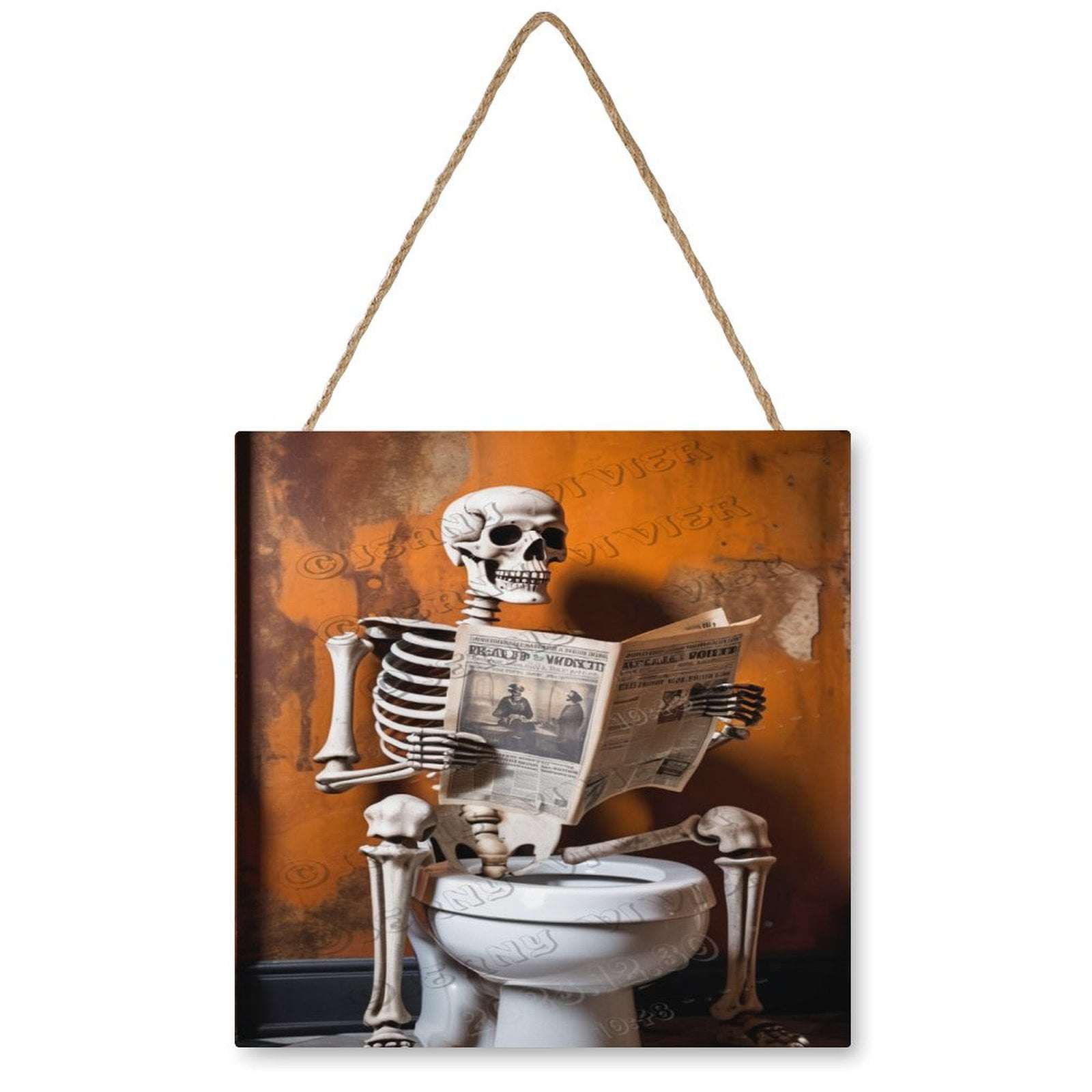 Skeleton Reading Newspaper Wooden Hanging Sign Skeleton Wall Art All ...