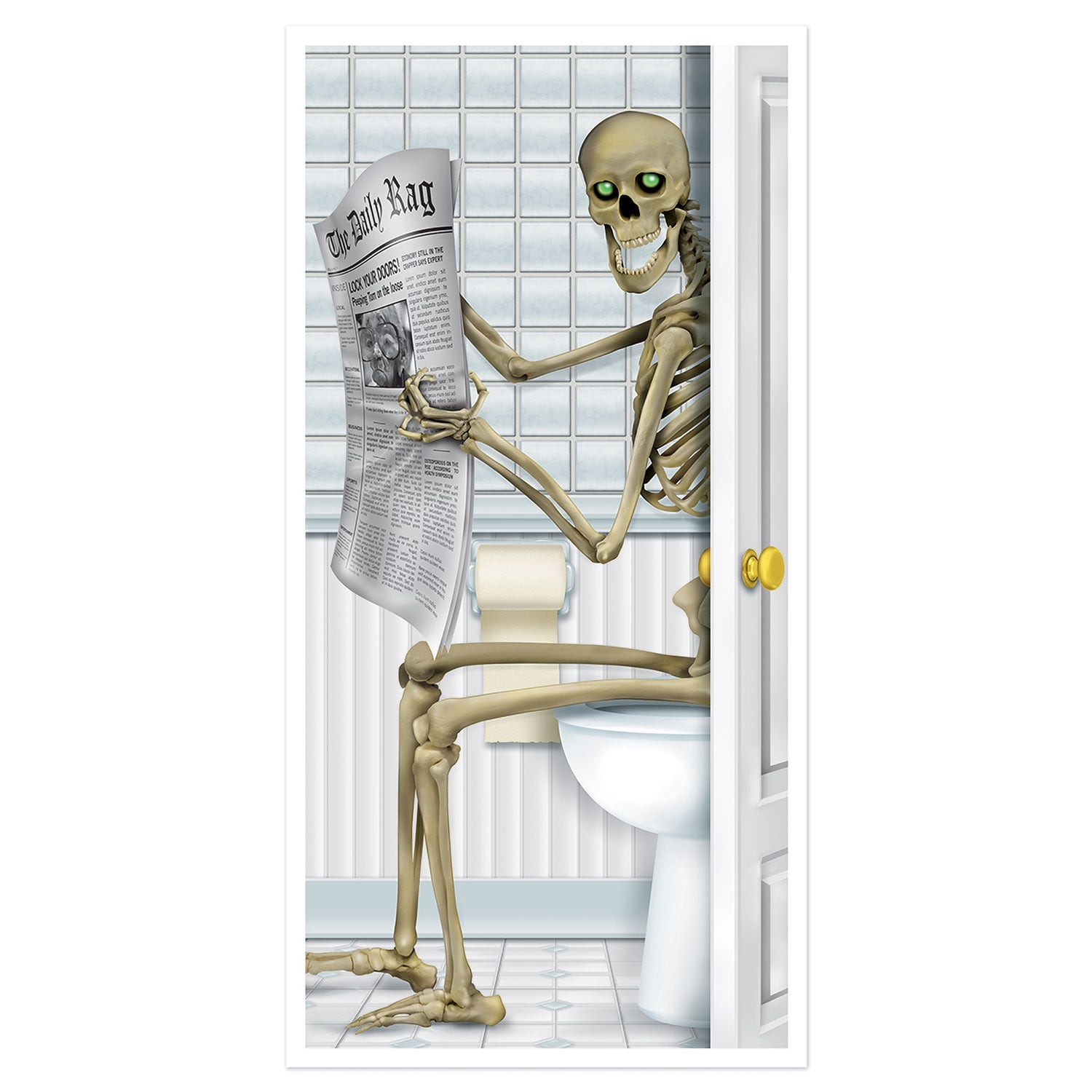 Exterior Scary Skeleton Restroom Door Cover Halloween Decoration ...