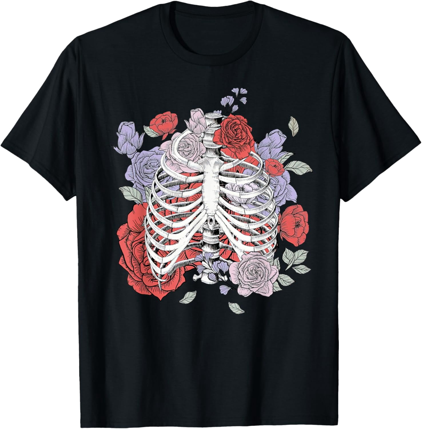 Skeleton Rib Cage Rose Flower Radiology Technician Xray Tech T-Shirt ...