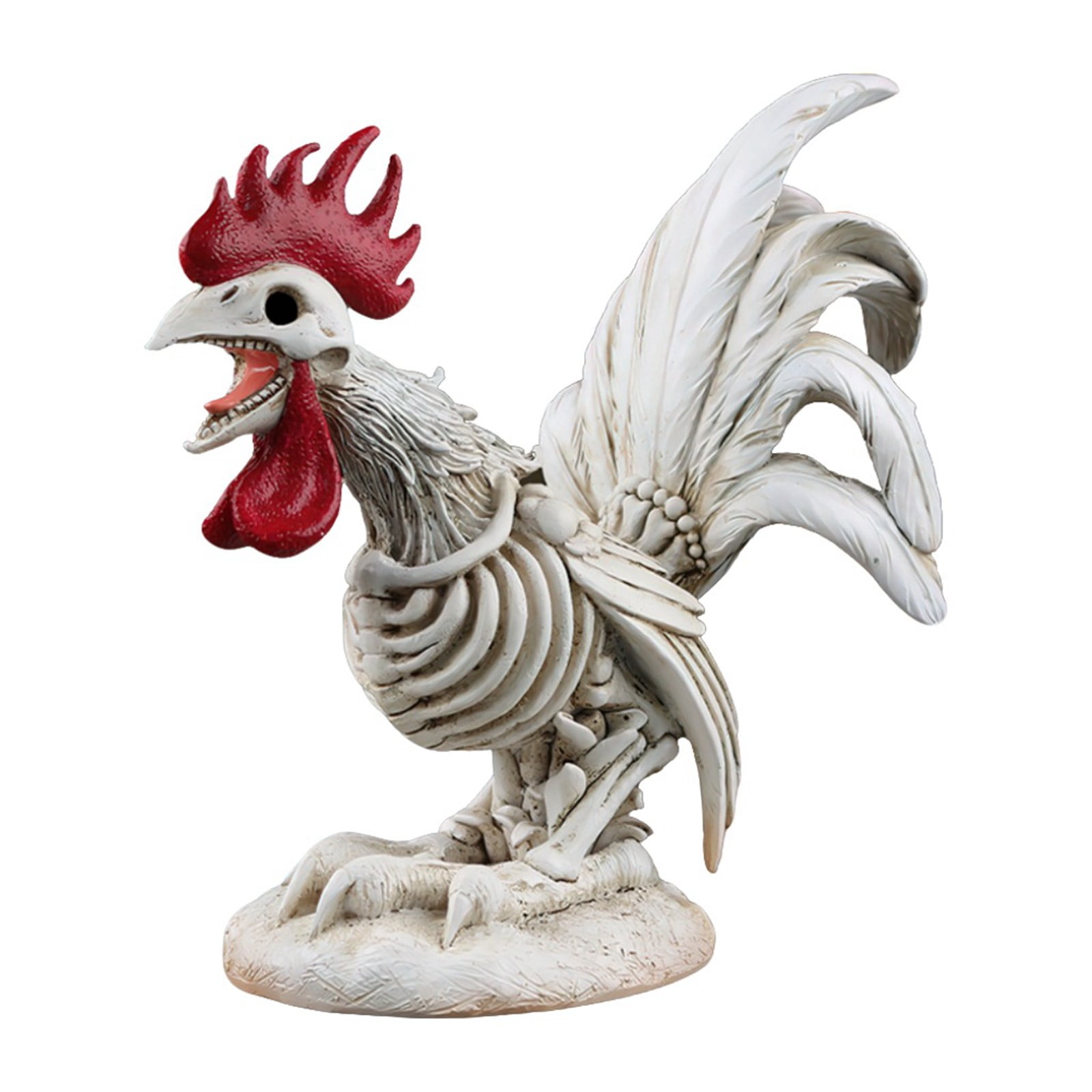 Skeleton Rooster Figurine Halloween Decoration, Unique Gothic Resin ...