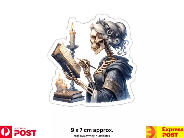 Skeleton Scholar Laptop Gothic Medieval Art Sticker Phone Decal Water ...