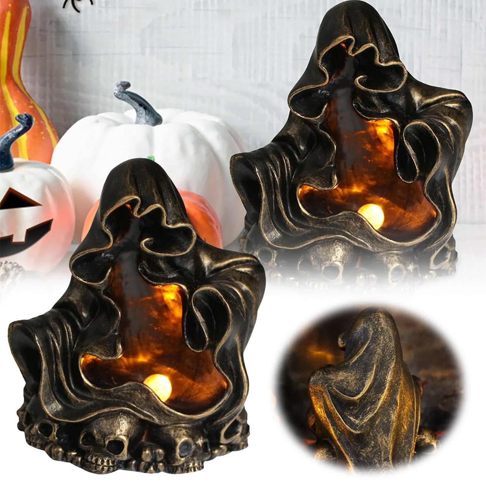 Skeleton Sculpture with Light for Home Decoration Resin Ornament for ...