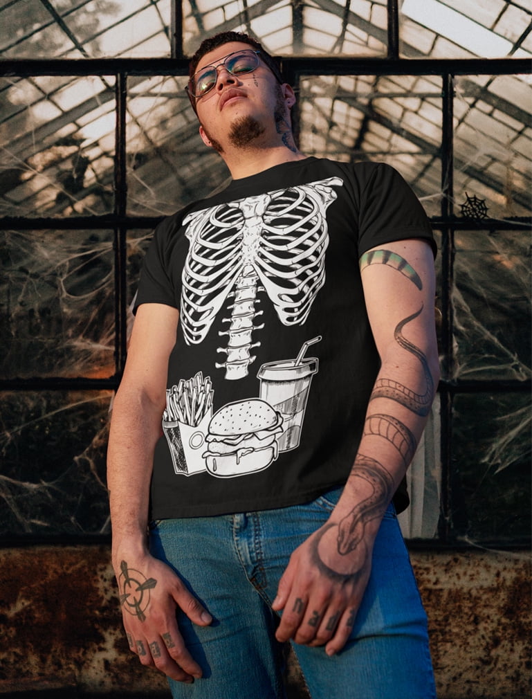 Skeleton Shirt Mens Rib Cage Costume Adult Funny Halloween Shirts for ...