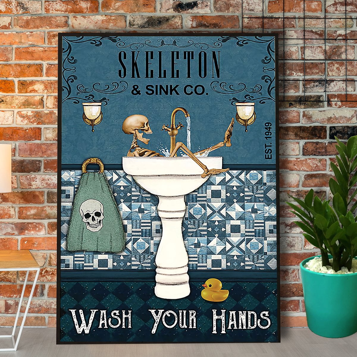 Skeleton & Sink Co Wash Your Hands Paper Poster No Frame Matte Wall Art ...