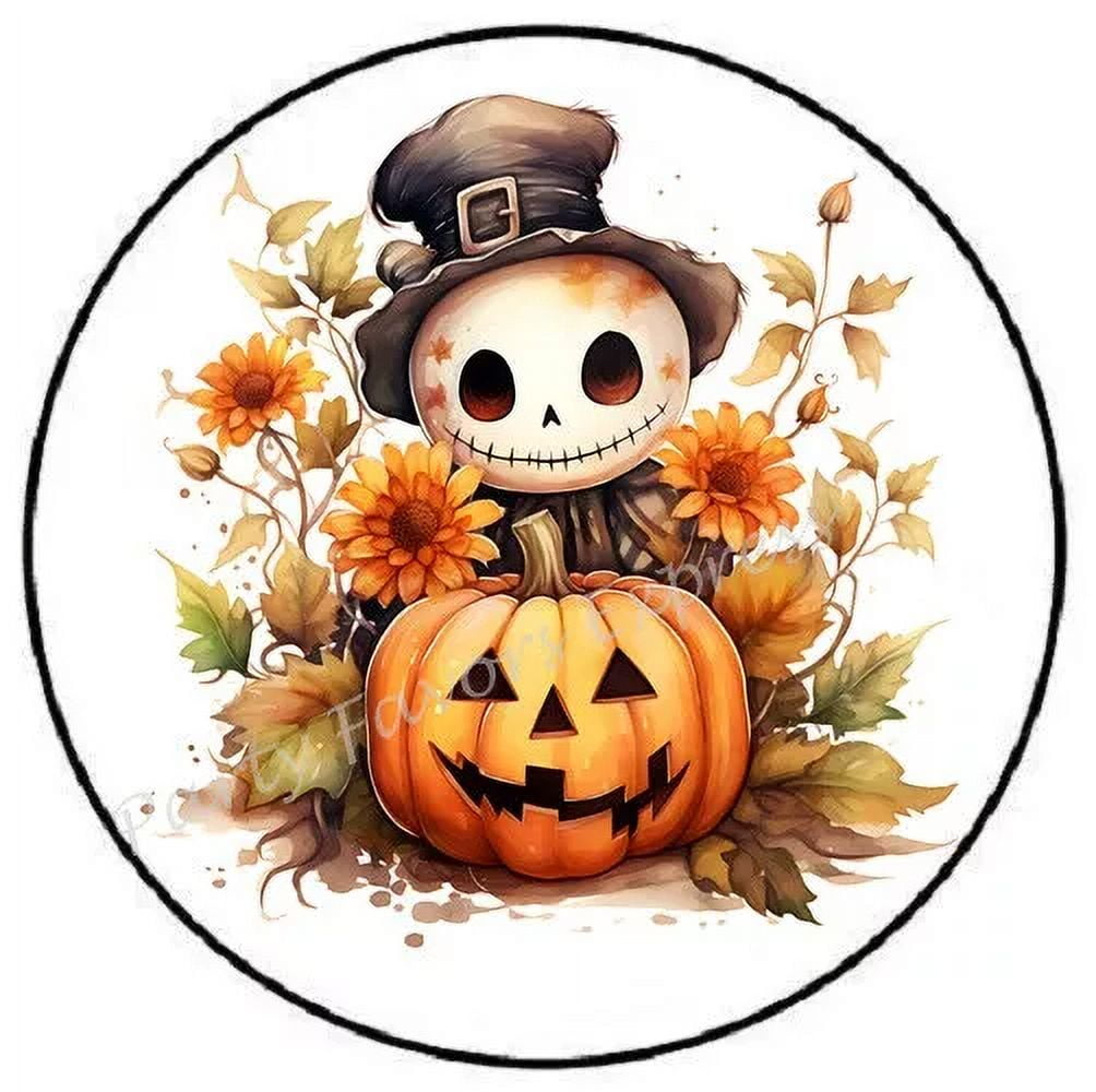 Skeleton Sitting Pumpkin Halloween Sticker Party Favors Sticker ...