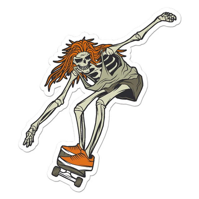 Skeleton Skateboarder Sticker Indoor Outdoor Phone Decal Water Bottle ...