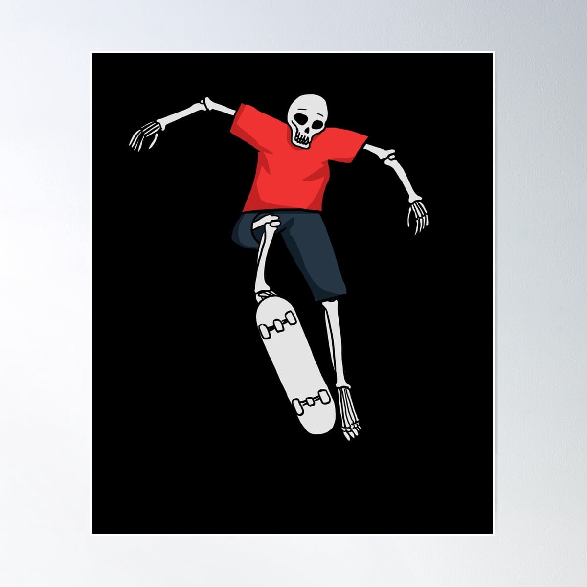 Skeleton Skater Flip Trick Jumping Skeleton Skateboarder Gear Poster ...