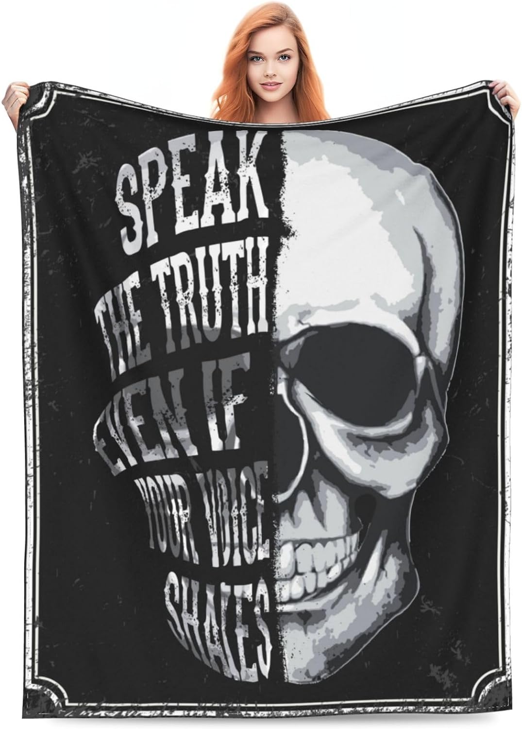 Skeleton Sketch Poster Graphic Skull Blanket Horror Skull Gifts Throw ...