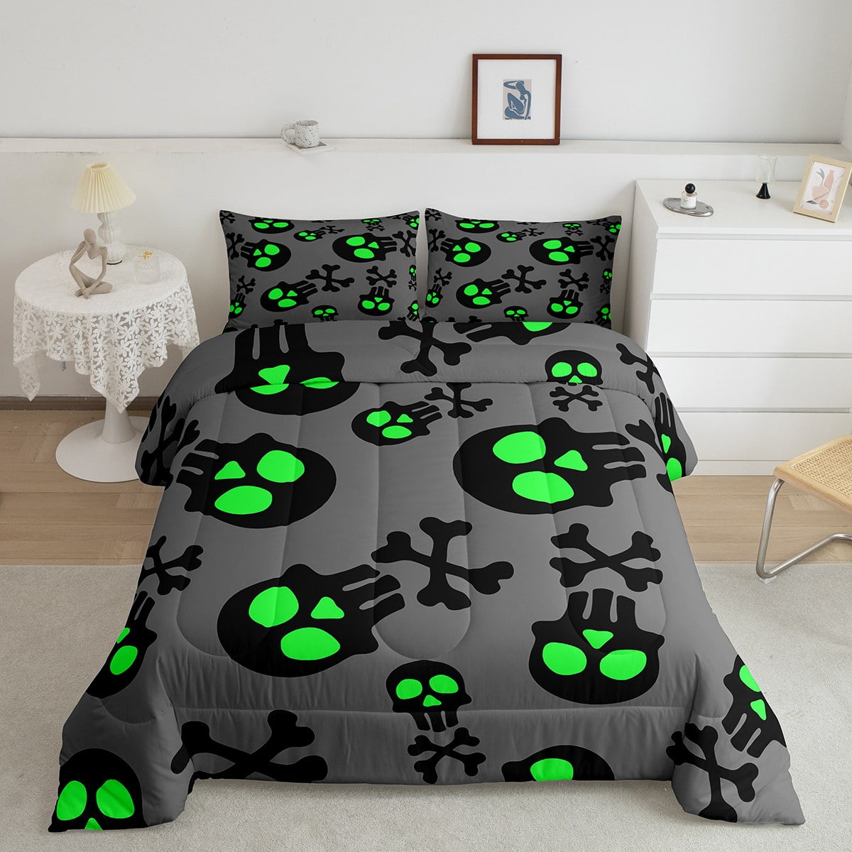 Skeleton Skull Bedding Comforter Sets, Gothic Skeleton Comforter Set ...