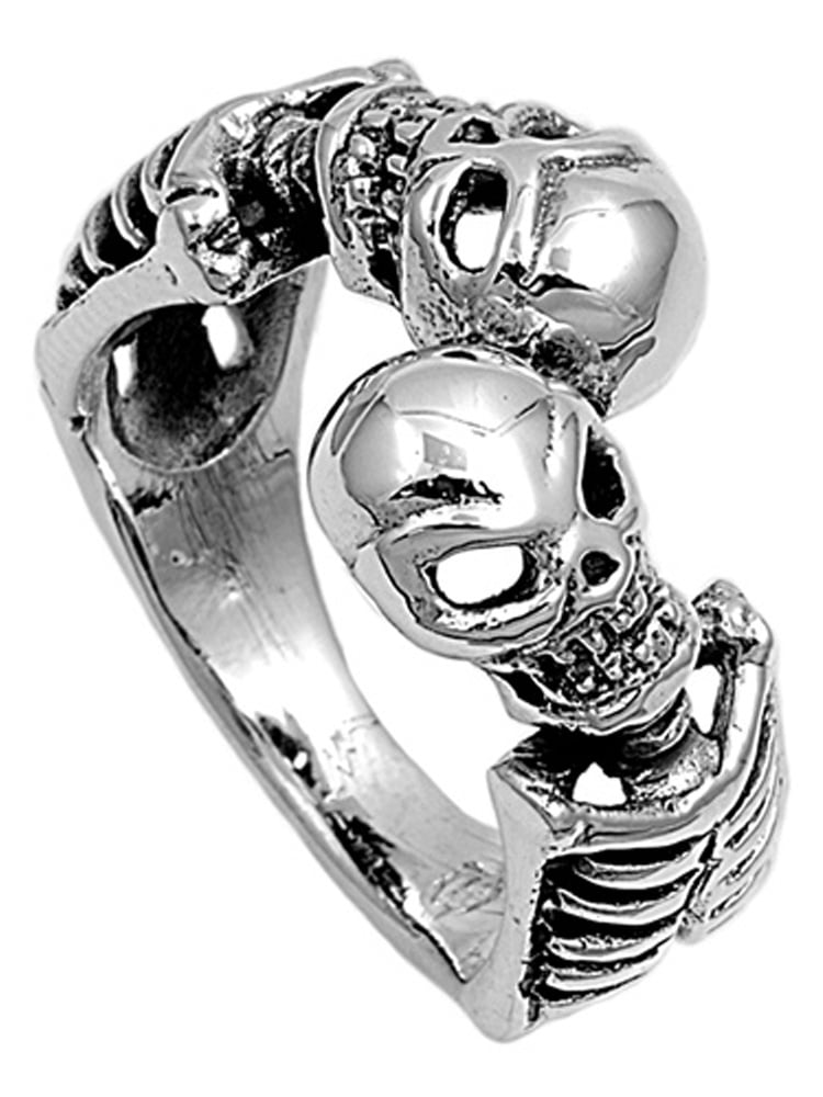 Skeleton Skull Biker Scary Evil Ring ( Sizes 6 7 8 9 10 11 12 13 14 ...