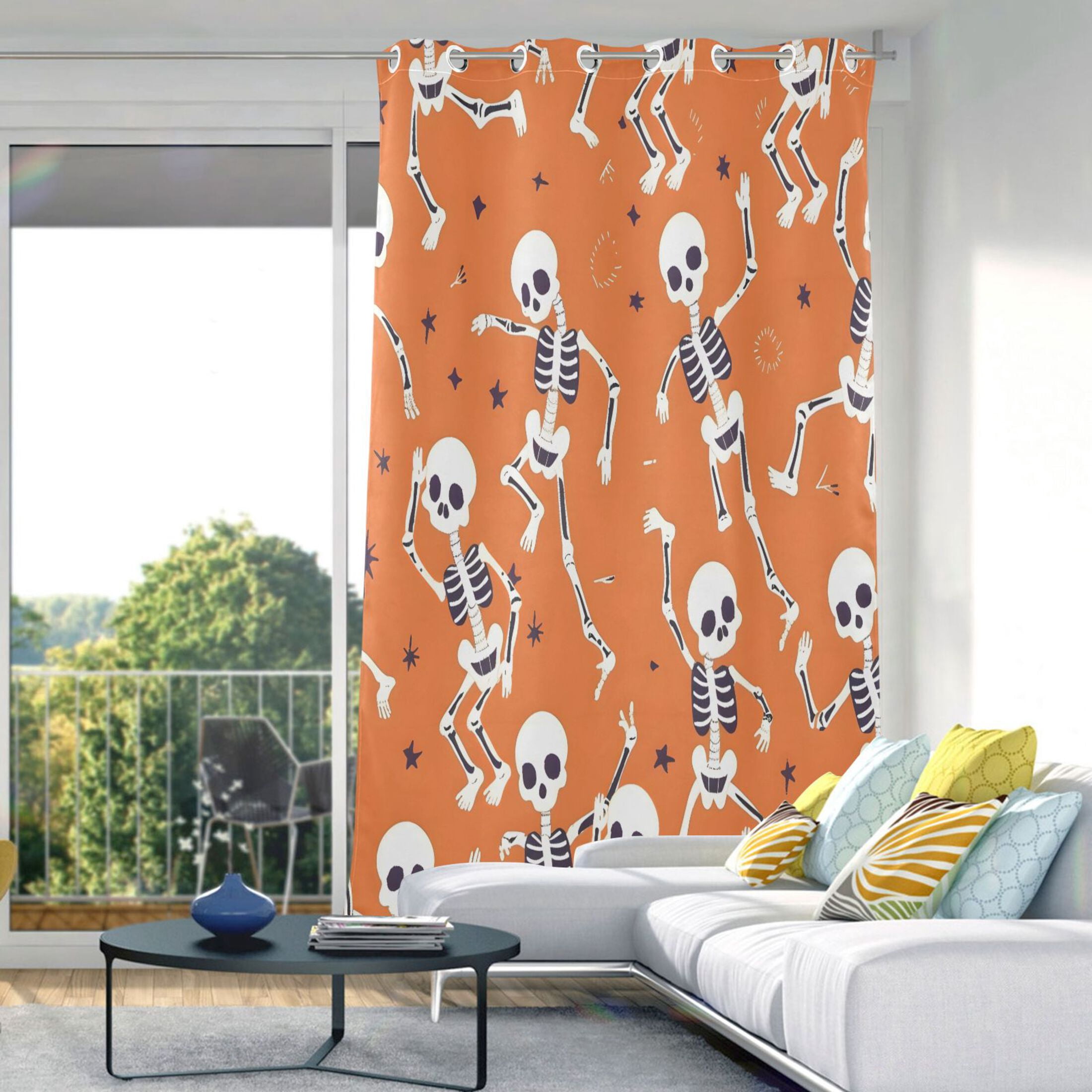 Skeleton Skull Dancing Blackout Curtains 84"x42" Thermal Insulated ...