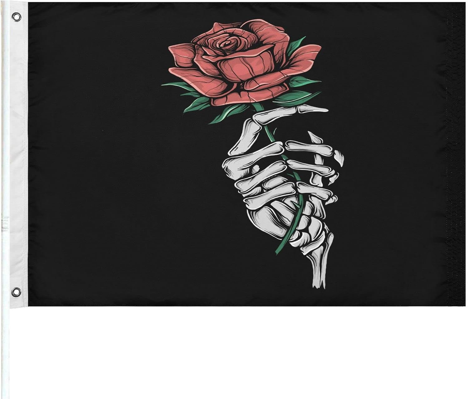 Skeleton Skull Flower Flag Outdoor Garden Flag for Outside Funny Flags ...