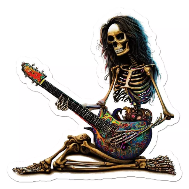 Skeleton Skull Guitar Rock Sticker Phone Decal Water Bottle Stickers ...