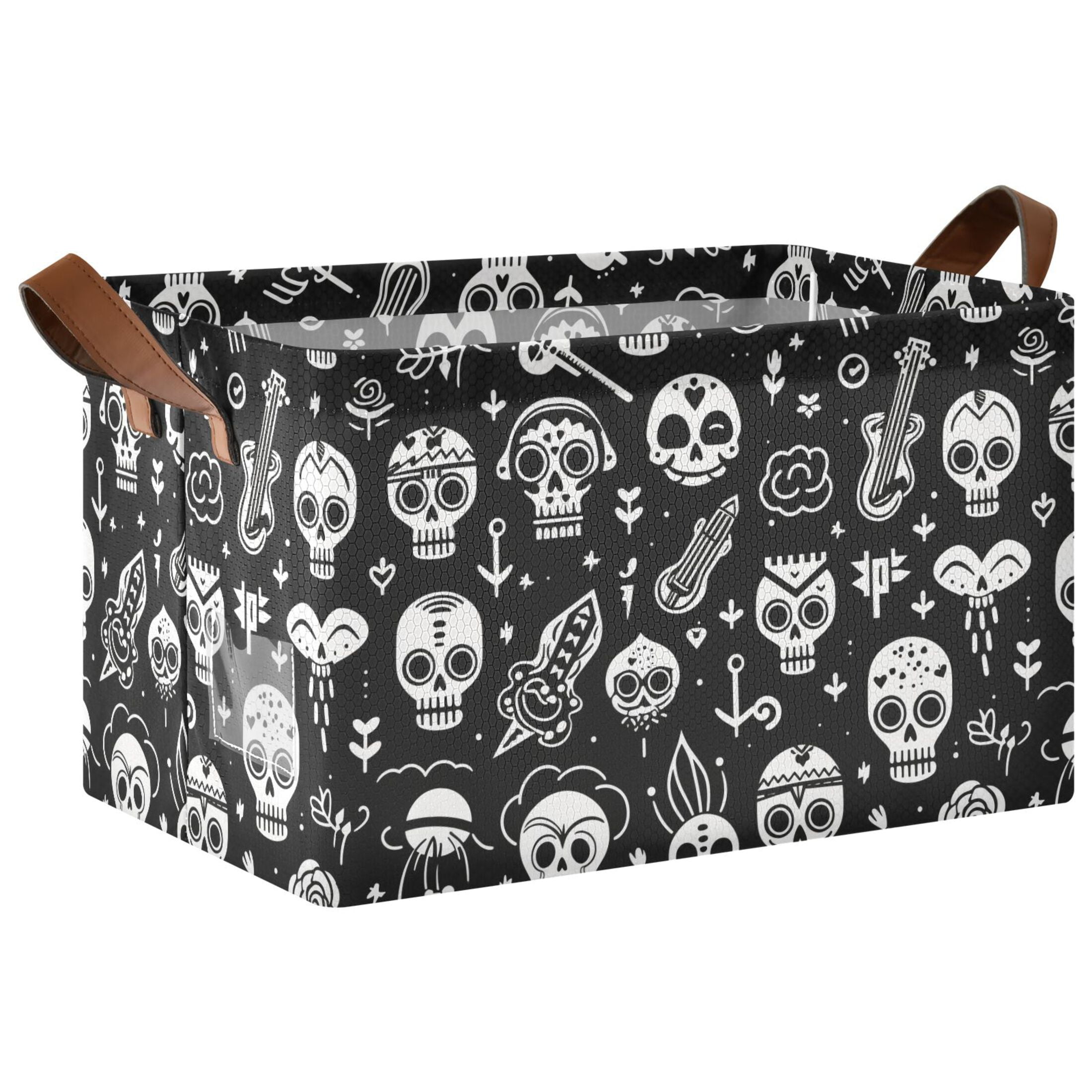 Skeleton Skull Guitar Rose Collapsible Storage Bins Fabric Shelf ...