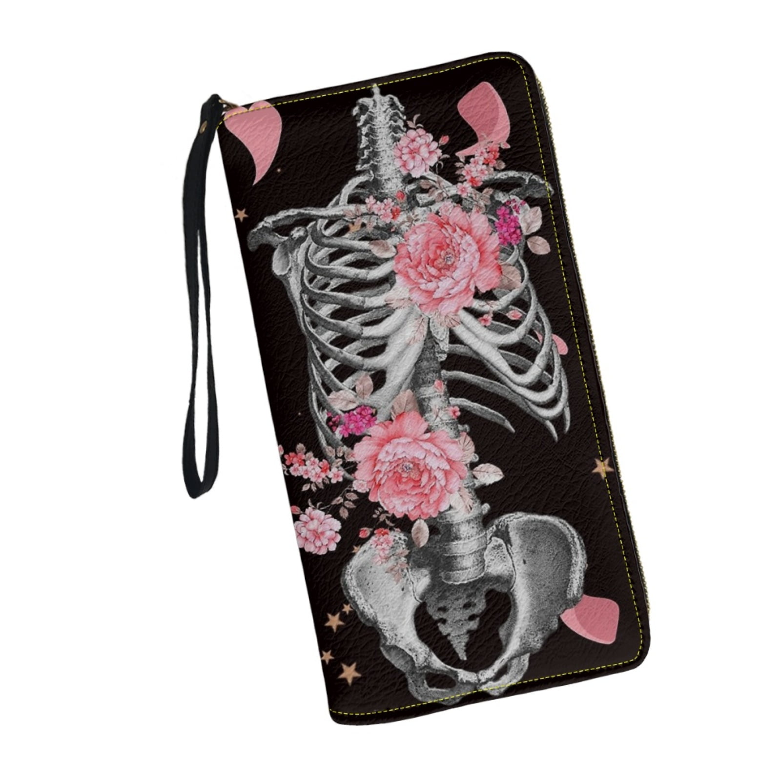 Skeleton Skull Rose Walet for Women RFID Blocking PU Leather Zipper ...