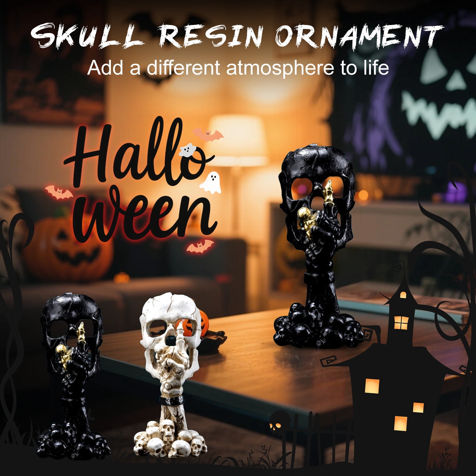 Skeleton Skull Tealight Candle Holder Halloween Decorations - Horror ...