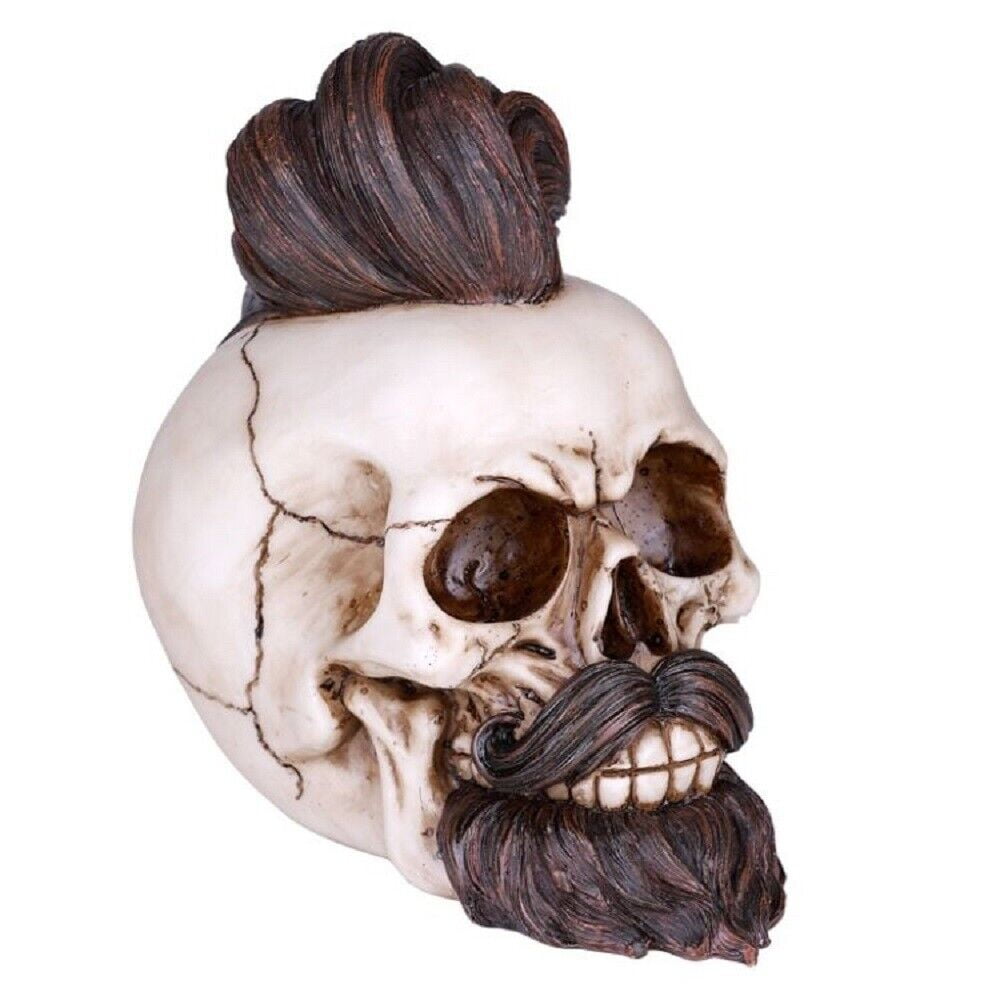 Skeleton Skull with Hair and Beard Figurine New - Walmart.com