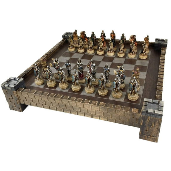 Medieval Skeleton Slayer Gothic Fantasy Skull Chess Set with Unique ...