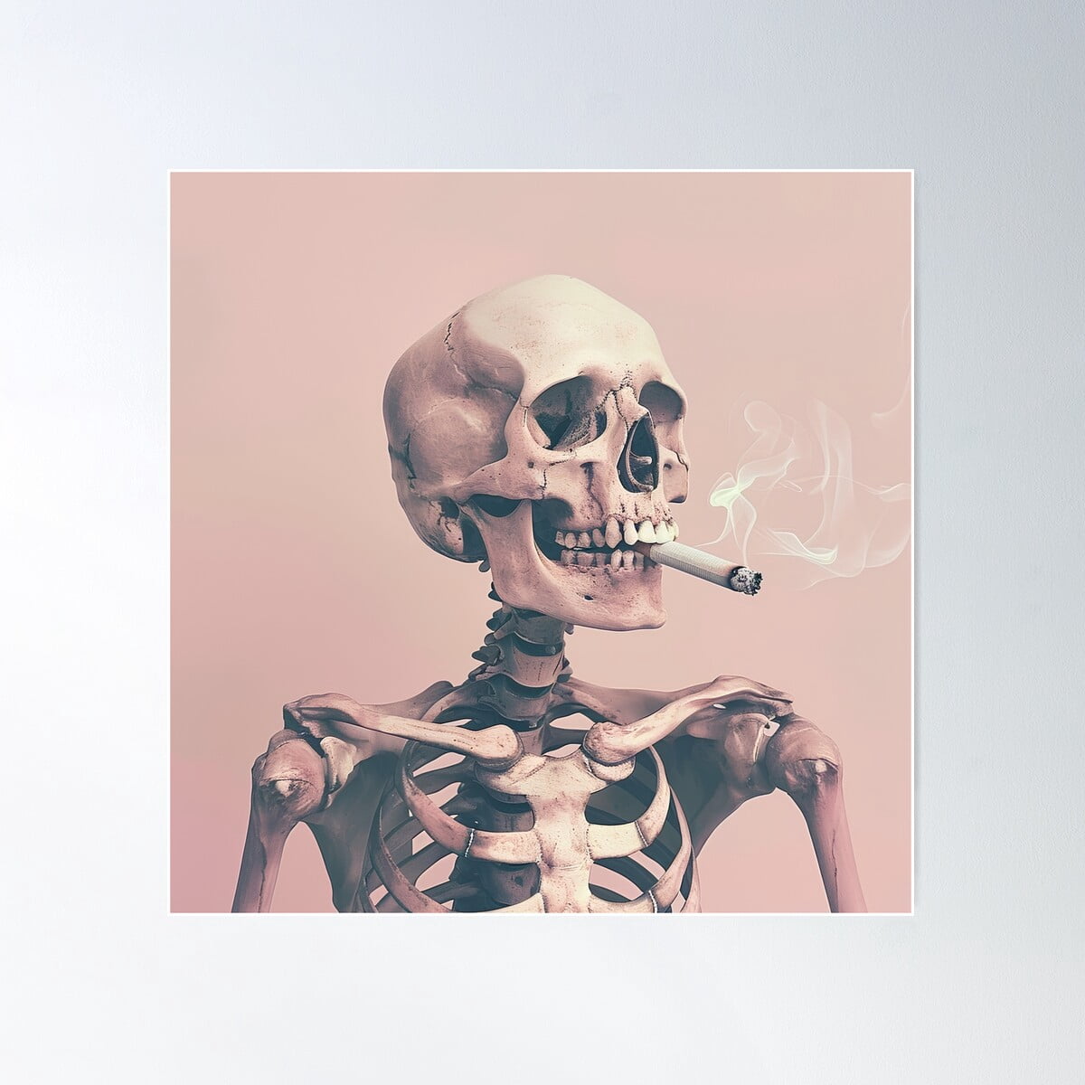 Skeleton Smoking A Cigarette Poster Wall Art, Modern Wall Decor For ...
