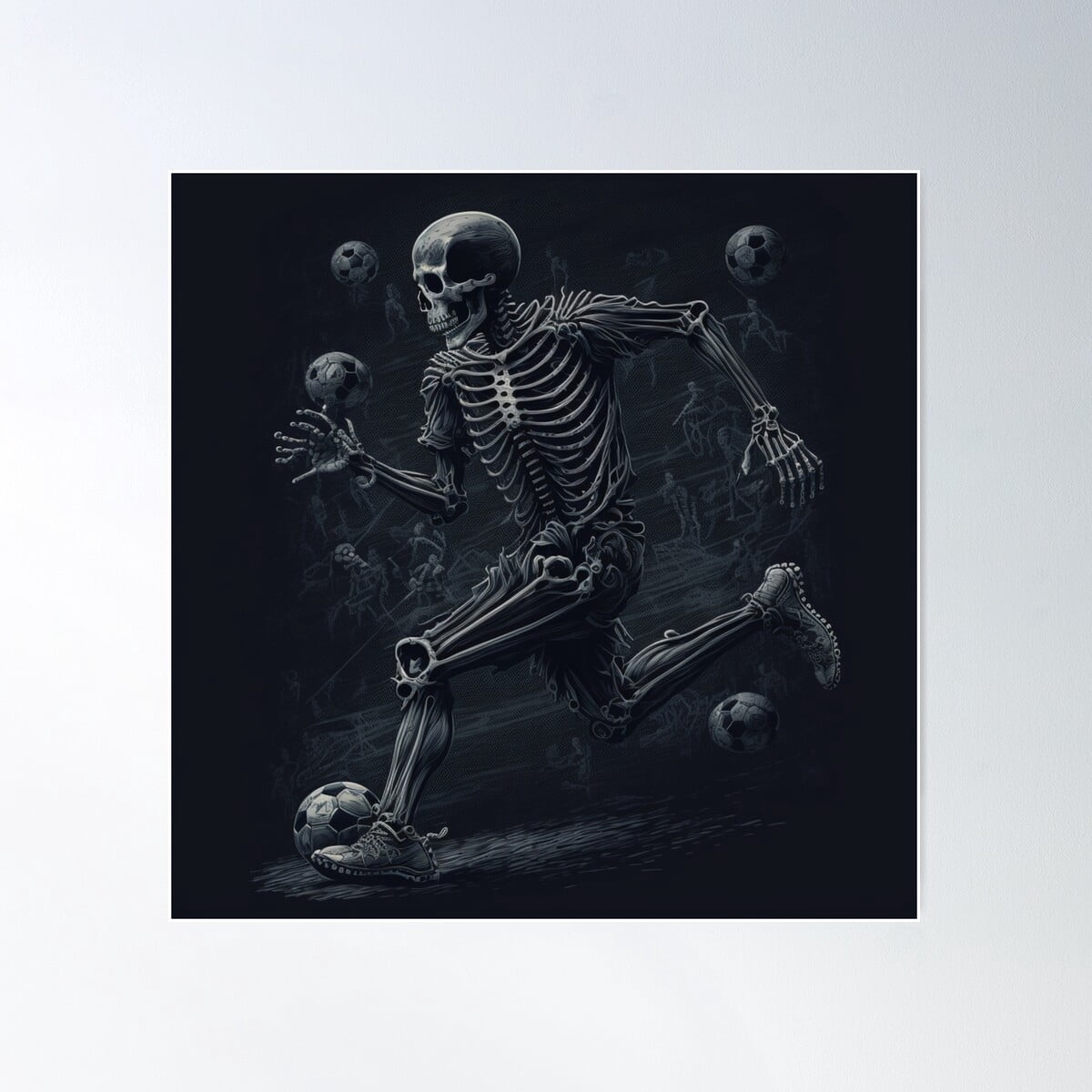 Skeleton Soccer Player, Football Funny Art Poster Wall Art, Modern Wall ...