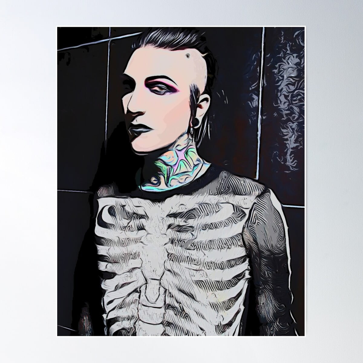 Skeleton Stare Chris Motionless Poster Wall Art, Modern Wall Decor For ...