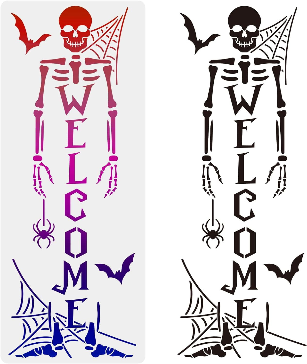 Skeleton Stencil Skeleton Welcome Stencils Spiderweb Spider Bat ...