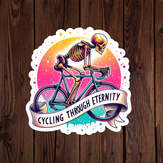 Skeleton Sticker Cycling Through Eternity Bicycle Bike Sticker Phone ...