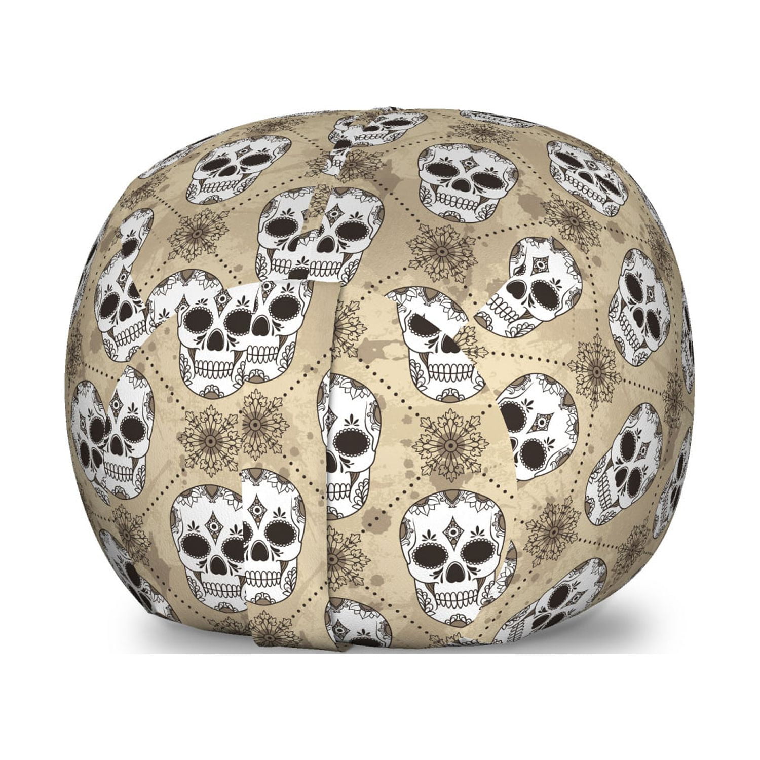 Skeleton Storage Toy Bag Chair, Sugar Skulls in Dotted Rhombus Floral ...