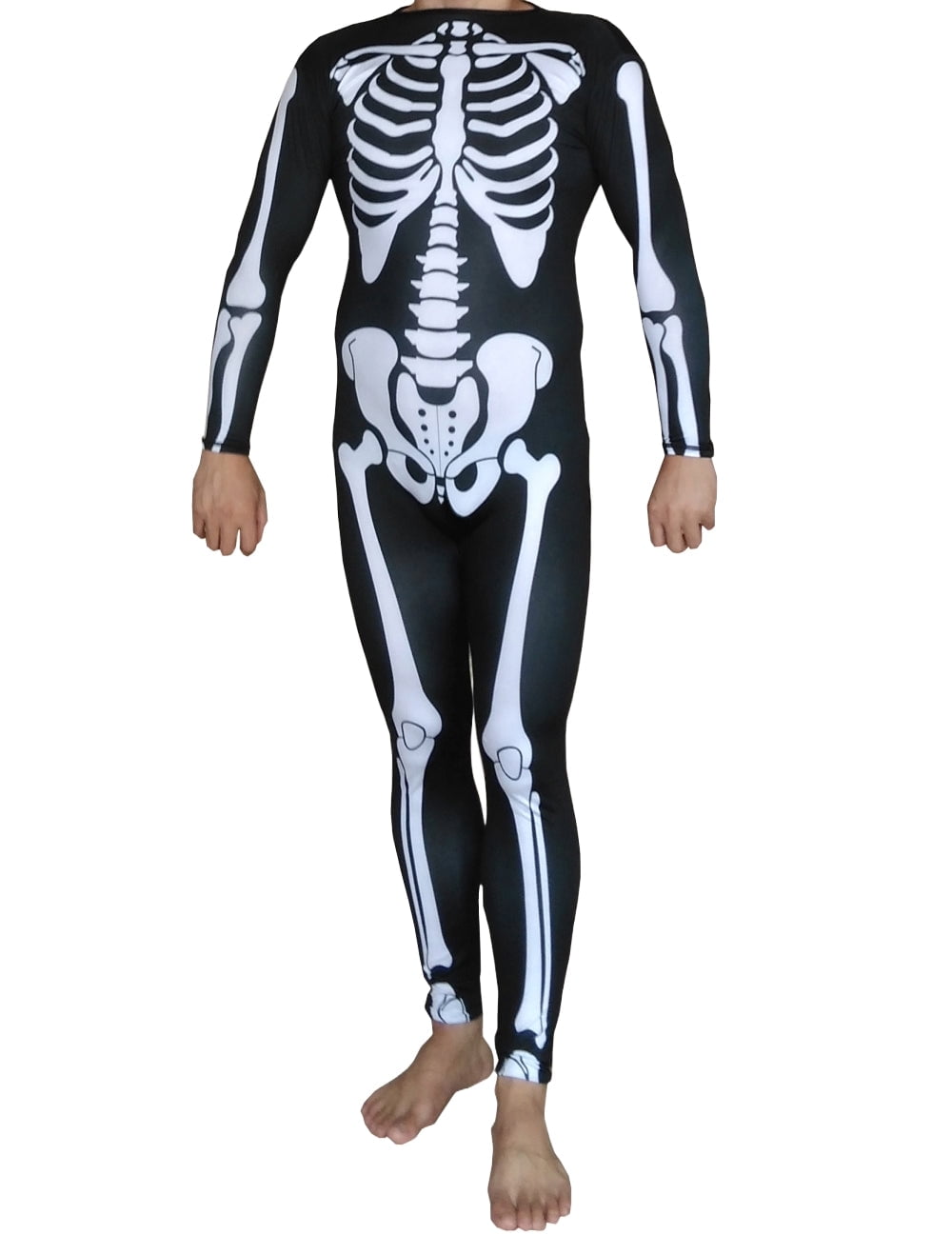 Adult 2XL Skeleton Suit Halloween Body Suit Costume - Unisex, Zippered ...