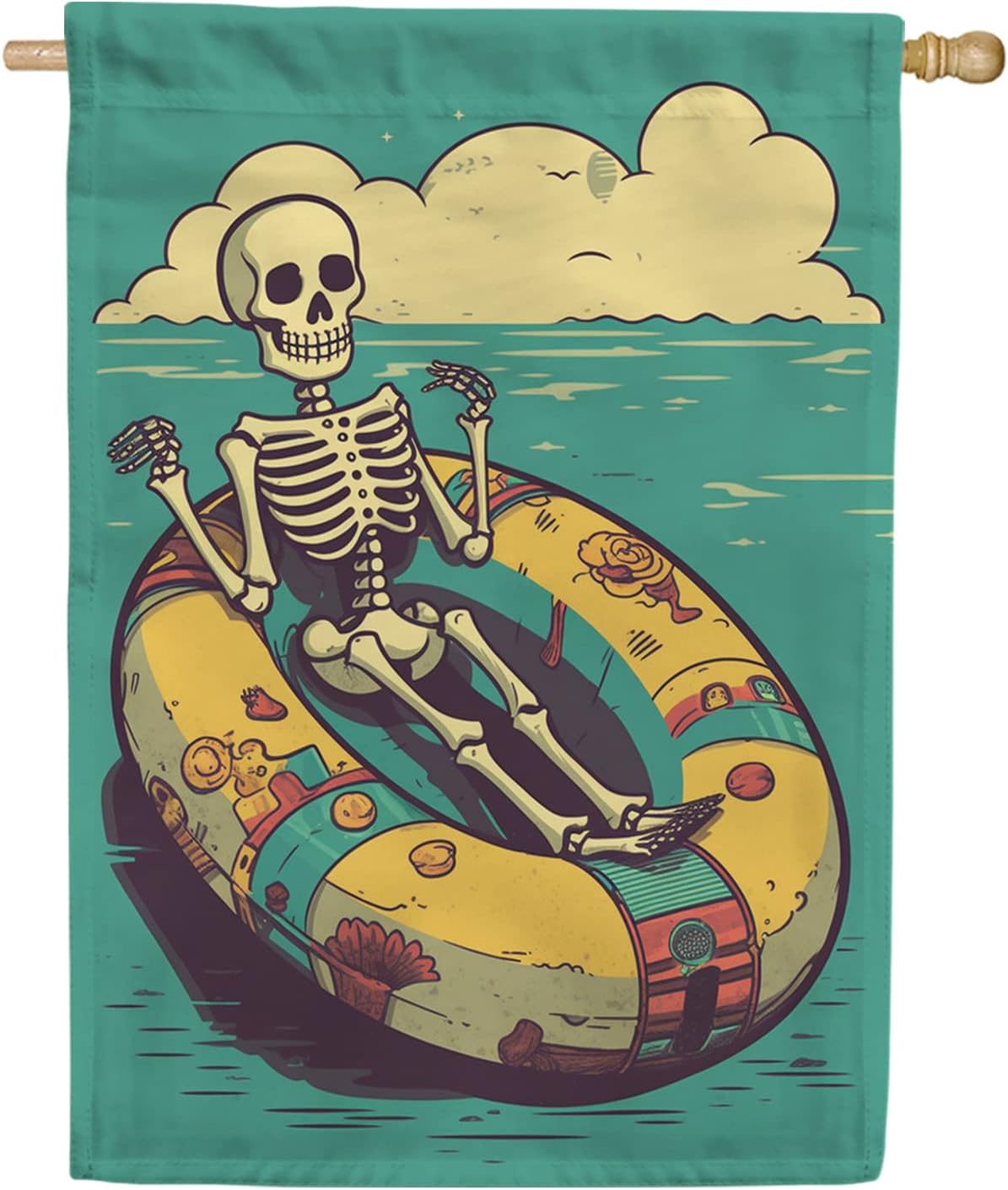 Skeleton Summer House Flag Double Sided Skeleton Skull Pool Signs Beach ...